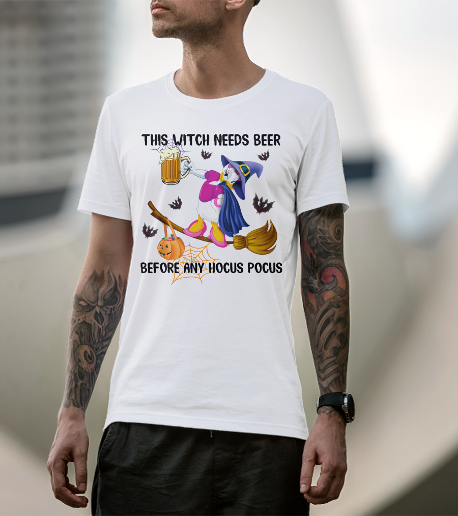 This Witch Needs Beer Before Any Hocus Pocus Daisy T-Shirt