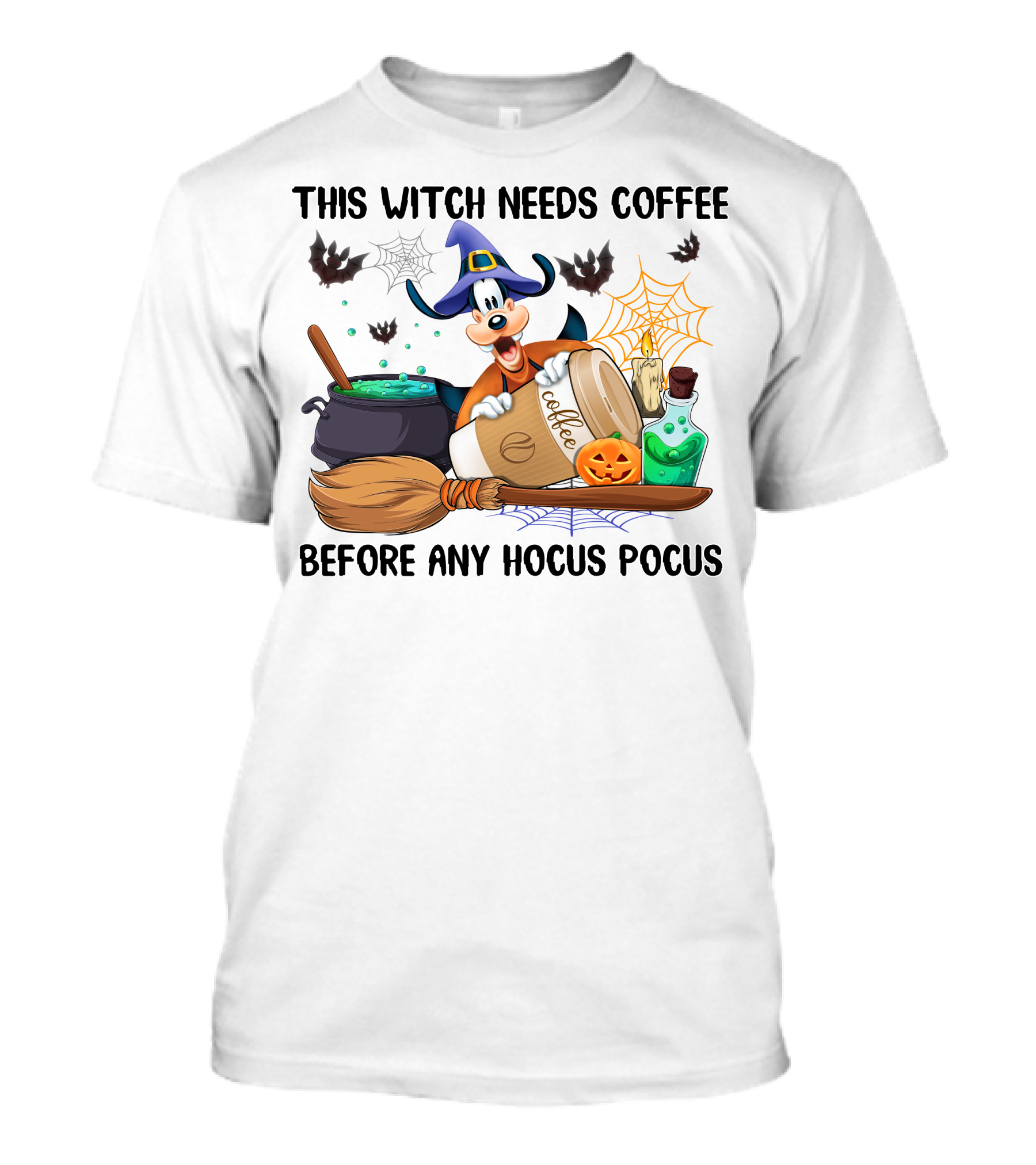 This Witch Needs Coffee Before Any Hocus Pocus Goofy Halloween T-Shirt