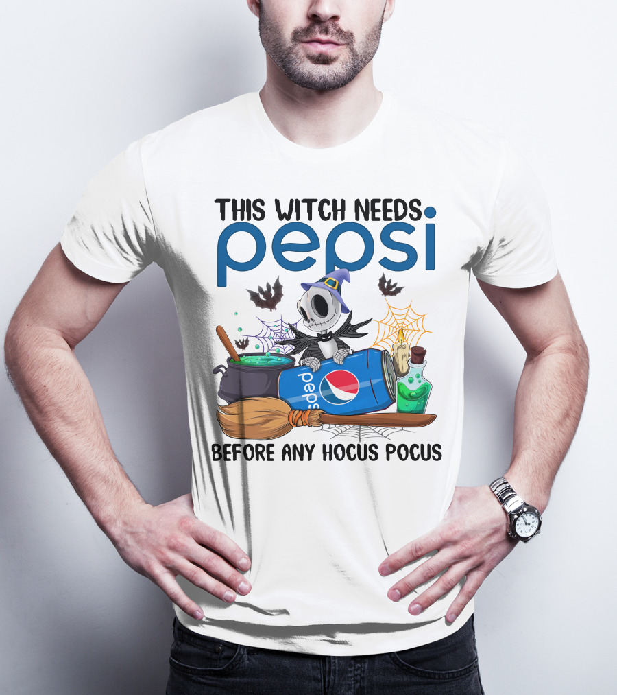 This Witch Needs Pepsi Before Any Hocus Pocus Jack Skellington T-Shirt