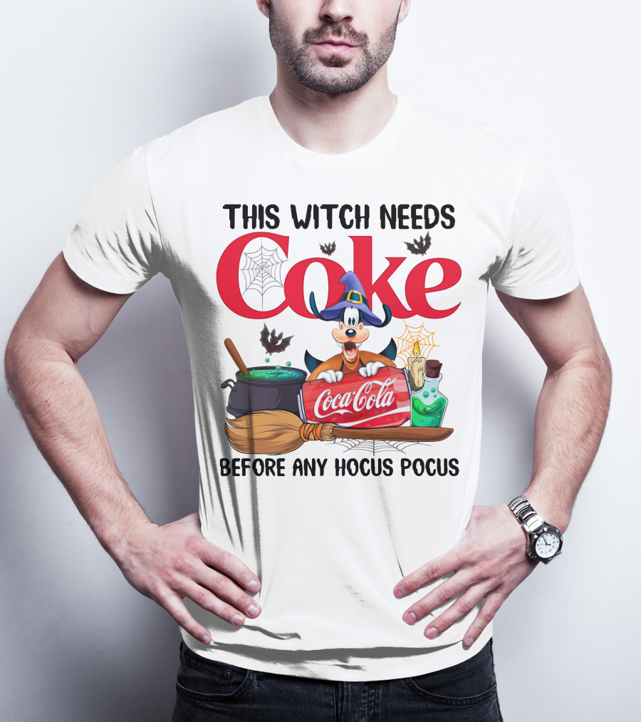 This Witch Needs Coke Before Any Hocus Pocus Coca-Cola Goofy Halloween T-Shirt