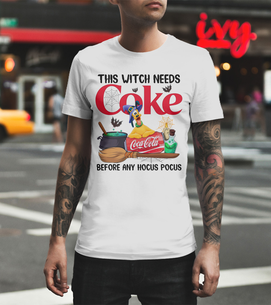 This Witch Needs Coke Pluto Coca-Cola Halloween Theme Before Any Hocus Pocus T-Shirt