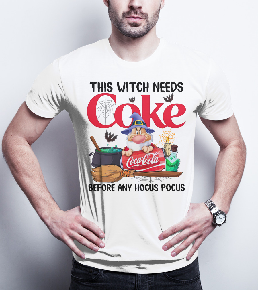 This Witch Needs Coke Before Any Hocus Pocus With Grumpy Dwarf And Cauldron Scene T-Shirt