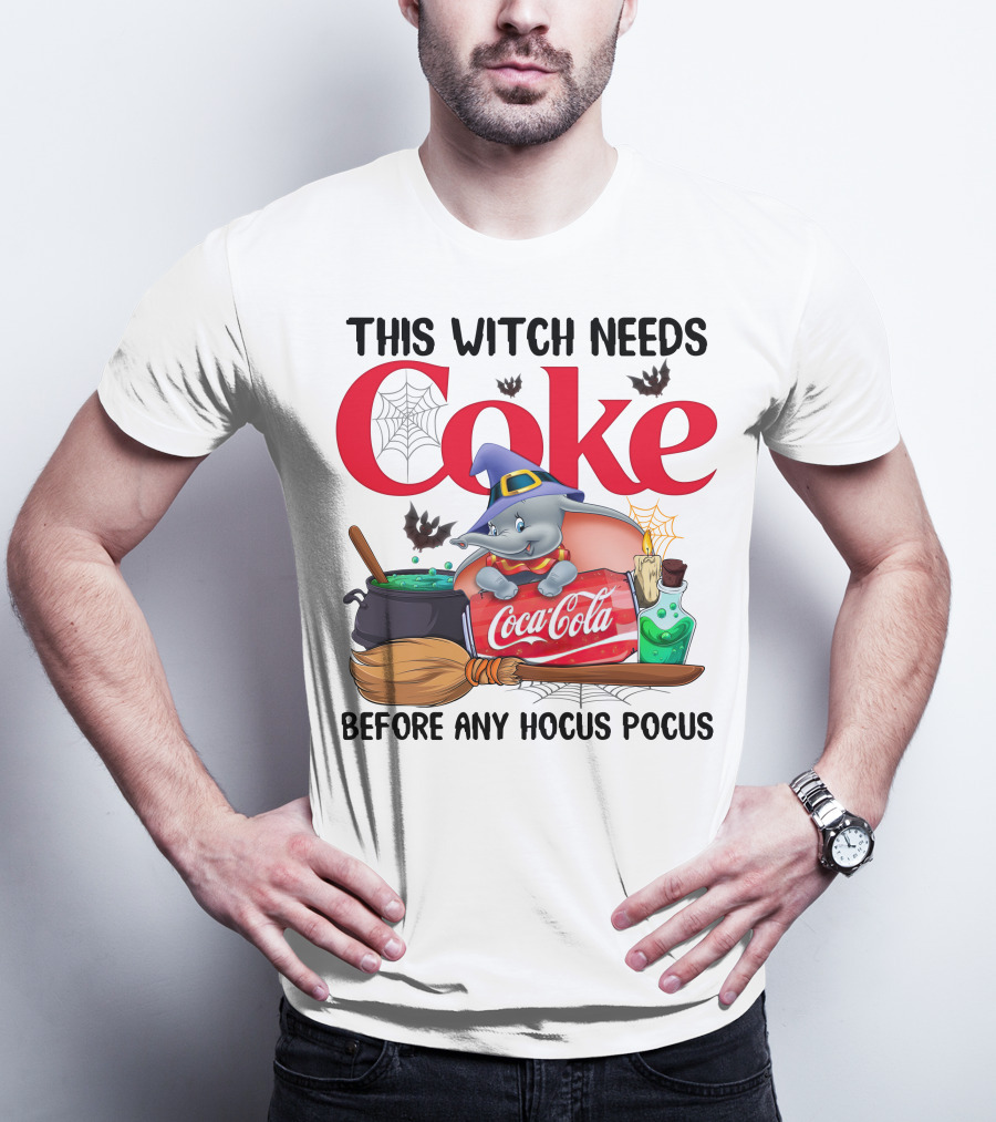 This Witch Needs Coke Before Any Hocus Pocus Coca-Cola Dumbo Halloween T-Shirt