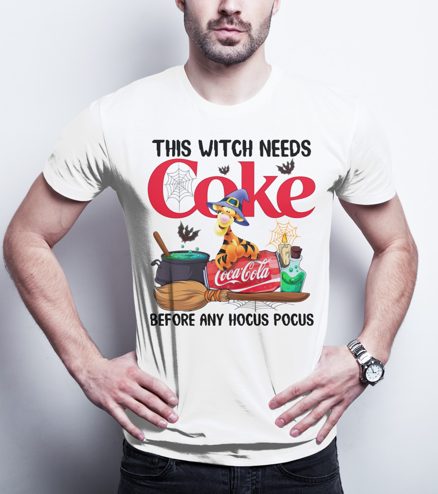 This Witch Needs Coke Before Any Hocus Pocus Coca-Cola Tigger Halloween T-Shirt