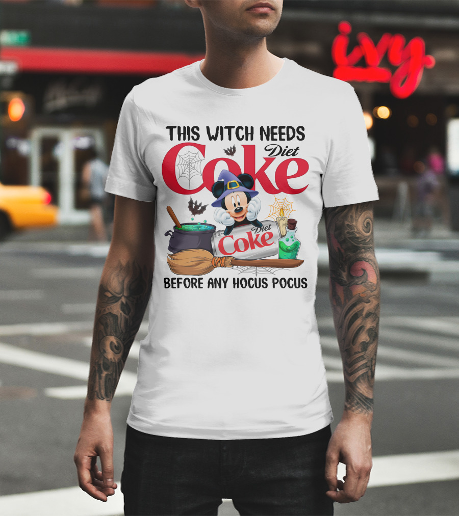 This Witch Needs Diet Coke Before Any Hocus Pocus Mickey Halloween Magic T-Shirt