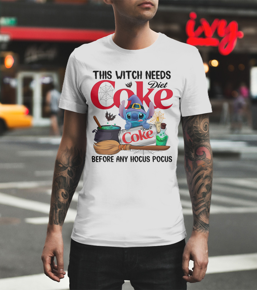 This Witch Needs Diet Coke And Stitch Before Any Hocus Pocus T-Shirt