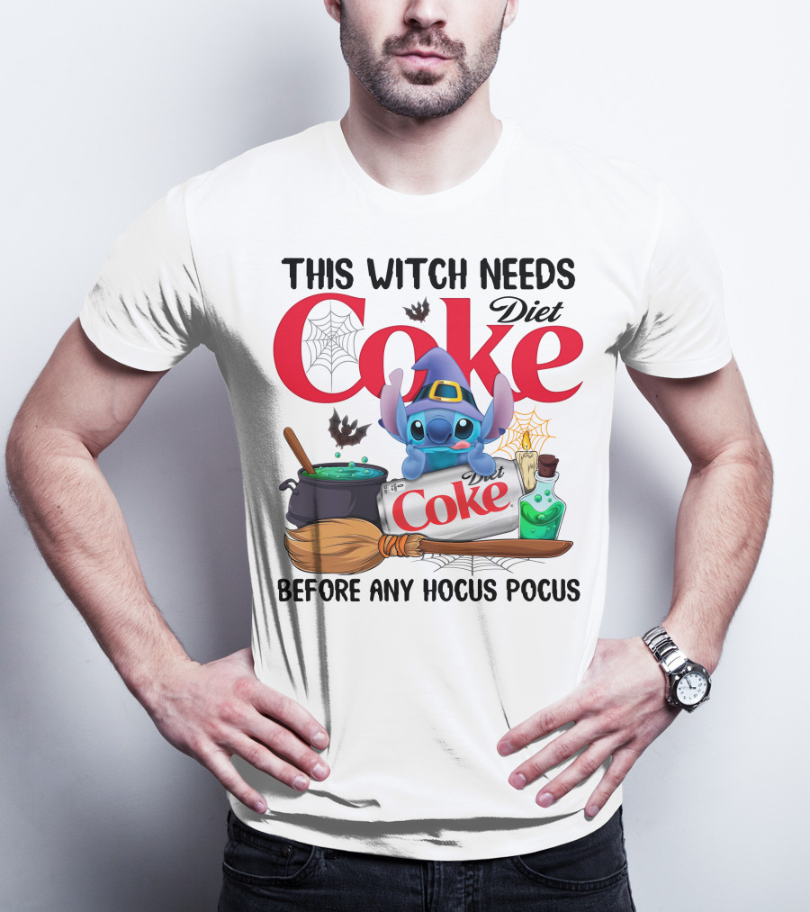 This Witch Needs Diet Coke And Stitch Before Any Hocus Pocus T-Shirt