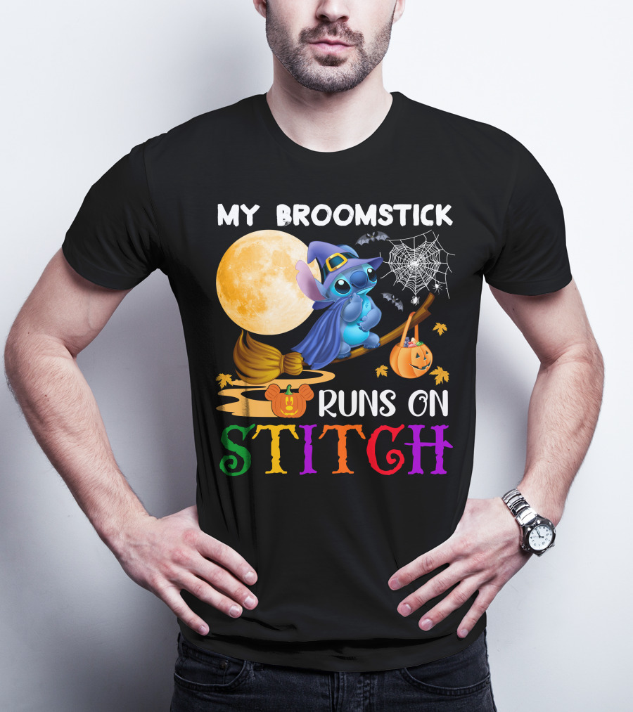 My Broomstick Runs On Stitch T-Shirt