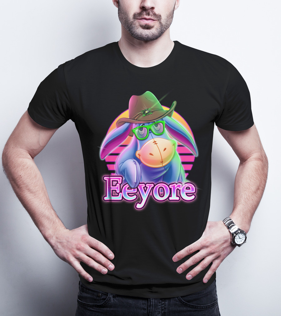 Eeyore Retro Neon Cowboy Hat And Glasses T-Shirt