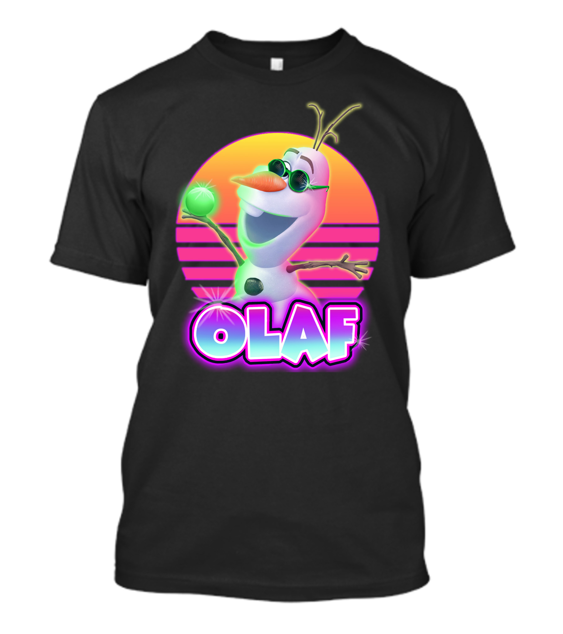 Olaf Neon Sunglasses Retro Sunset 80S Style T-Shirt