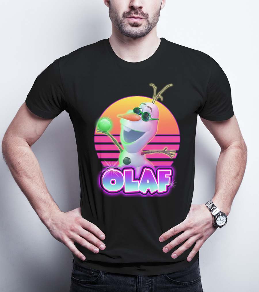 Olaf Neon Sunglasses Retro Sunset 80S Style T-Shirt