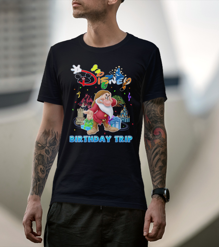 Grumpy Disney Birthday Trip With Mickey Mouse And Castle T-Shirt