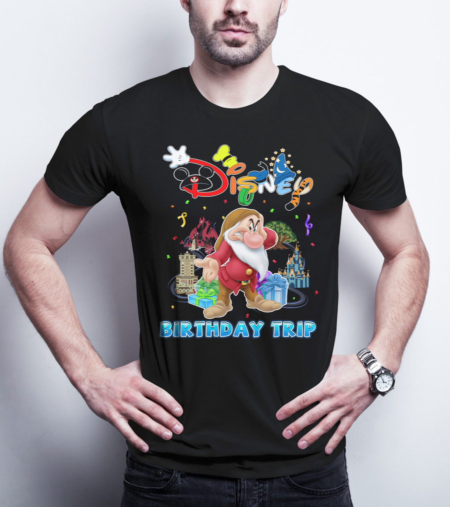Grumpy Disney Birthday Trip With Mickey Mouse And Castle T-Shirt