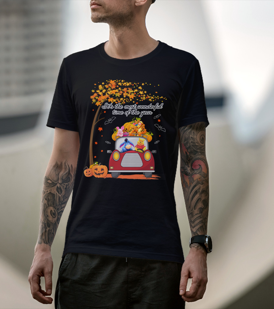It's The Most Wonderful Time Of The Year Halloween Pumpkin Car With Characters T-Shirt