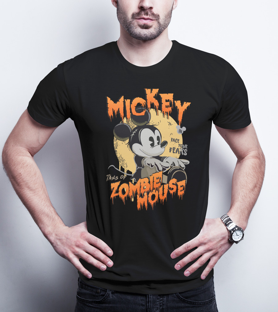 Mickey Tails Of Zombie Mouse Face Your Fears T-Shirt