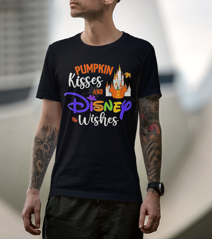 Pumpkin Kisses And Disney Wishes Magic Castle Mickey Pumpkin T-Shirt