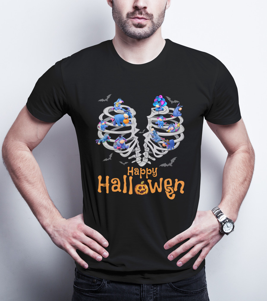 Happy Halloween Eeyore Skeleton Ribs Theme T-Shirt