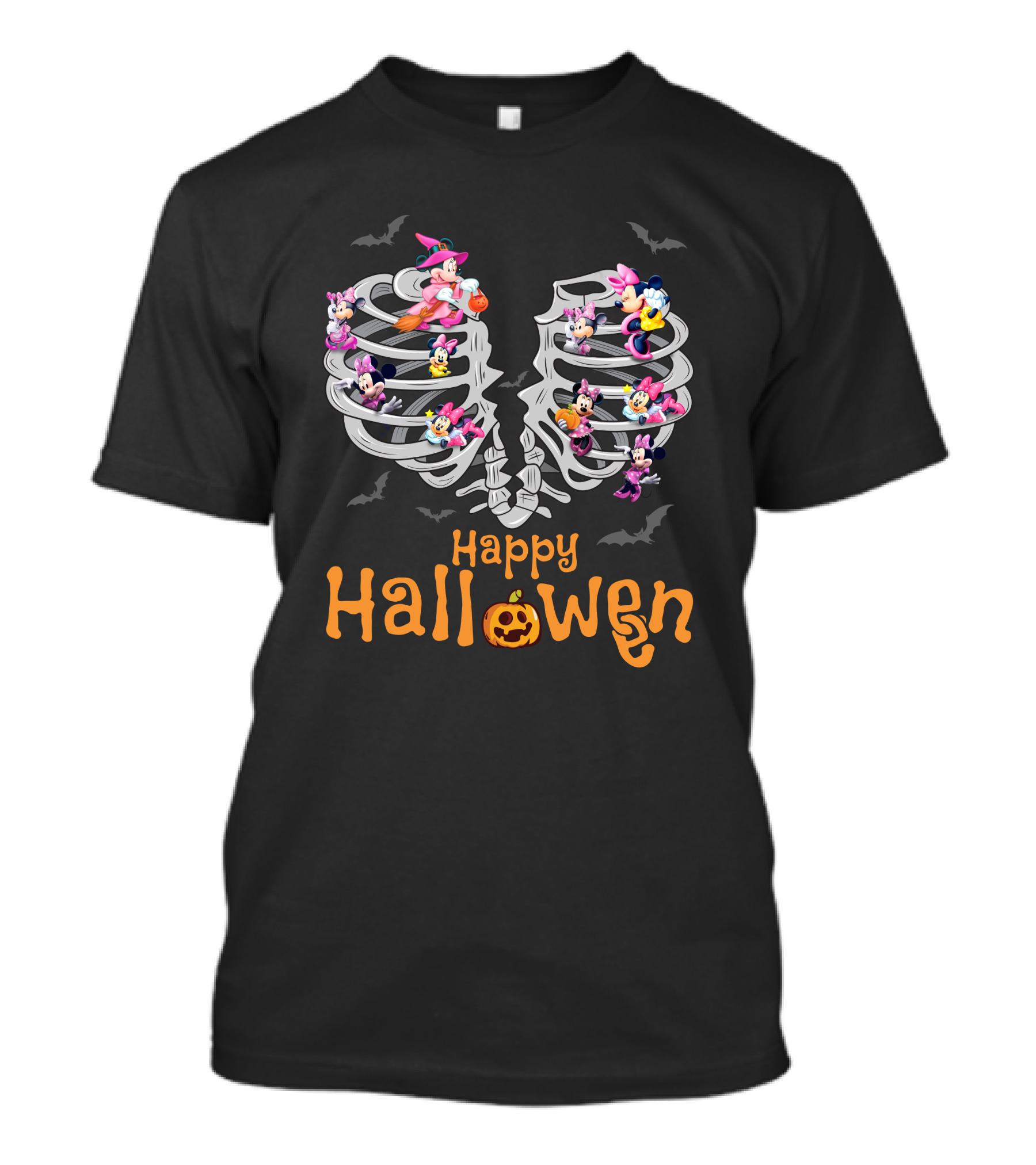Happy Halloween Minnie Mouse Skeleton Ribcage T-Shirt