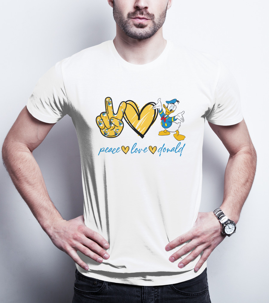Peace Love Donald Duck Peace Hand Heart T-Shirt