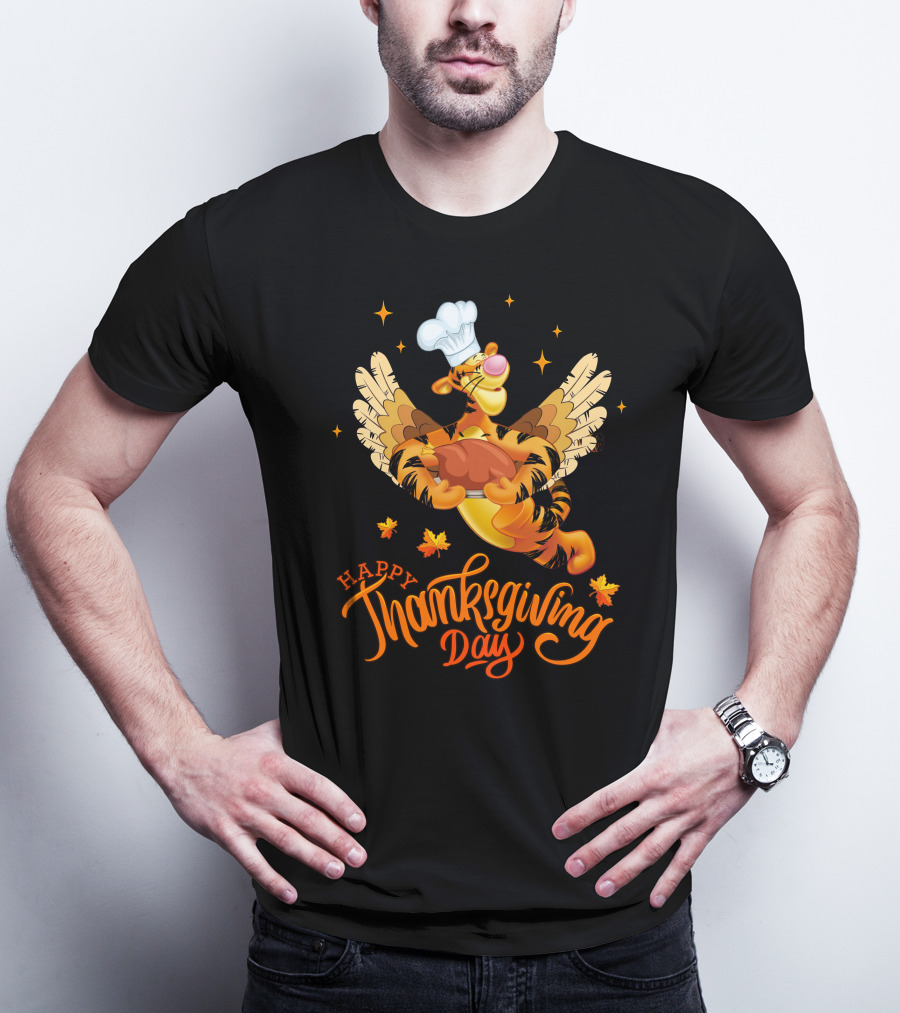 Tigger Happy Thanksgiving Day Chef Turkey Wings T-Shirt