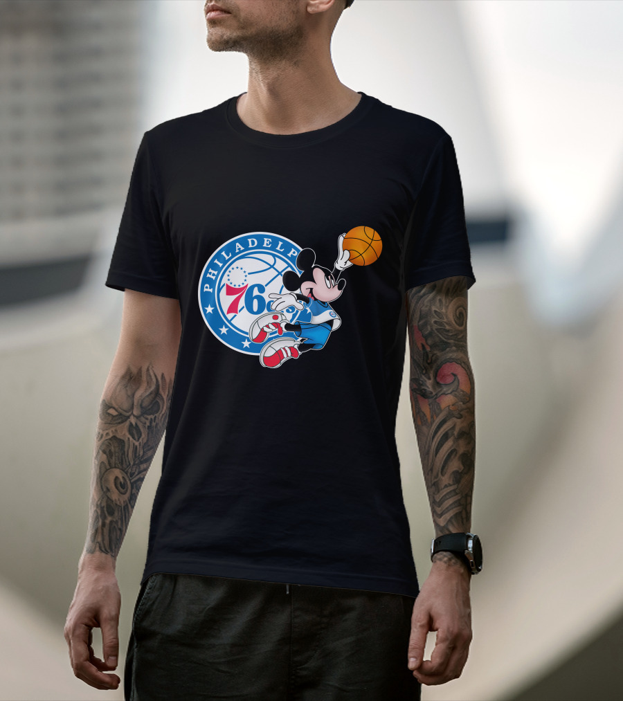 Philadelphia 76ers Mickey Basketball Dunk T-Shirt