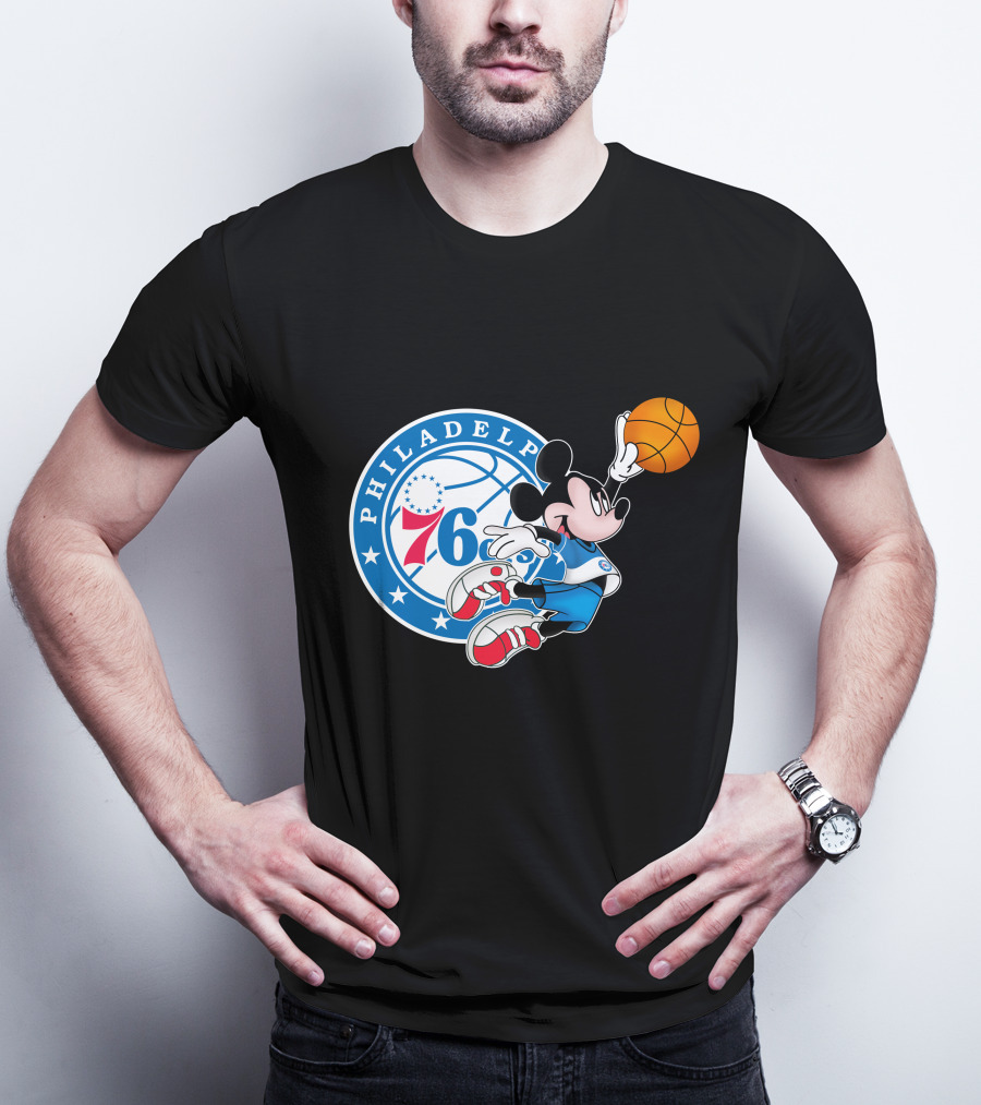 Philadelphia 76ers Mickey Basketball Dunk T-Shirt