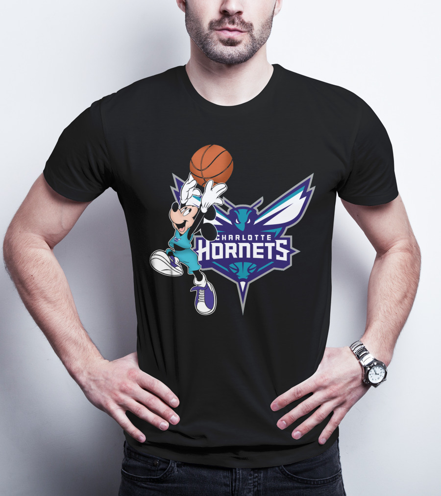 Mickey Charlotte Hornets Basketball T-Shirt
