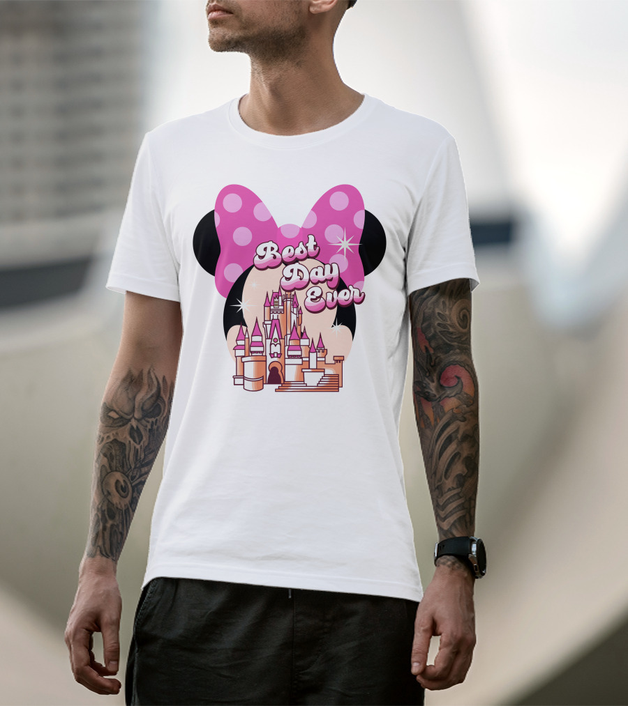 Minnie Best Day Ever Castle Pink Bow T-Shirt