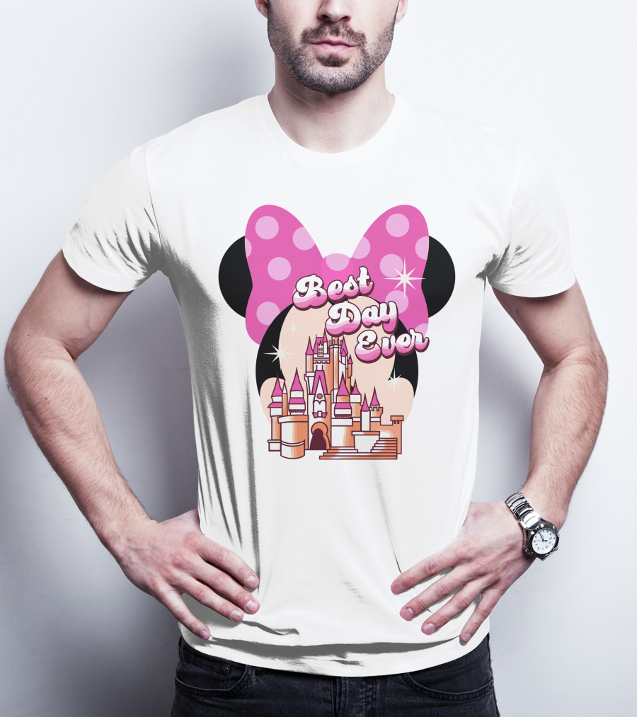 Minnie Best Day Ever Castle Pink Bow T-Shirt