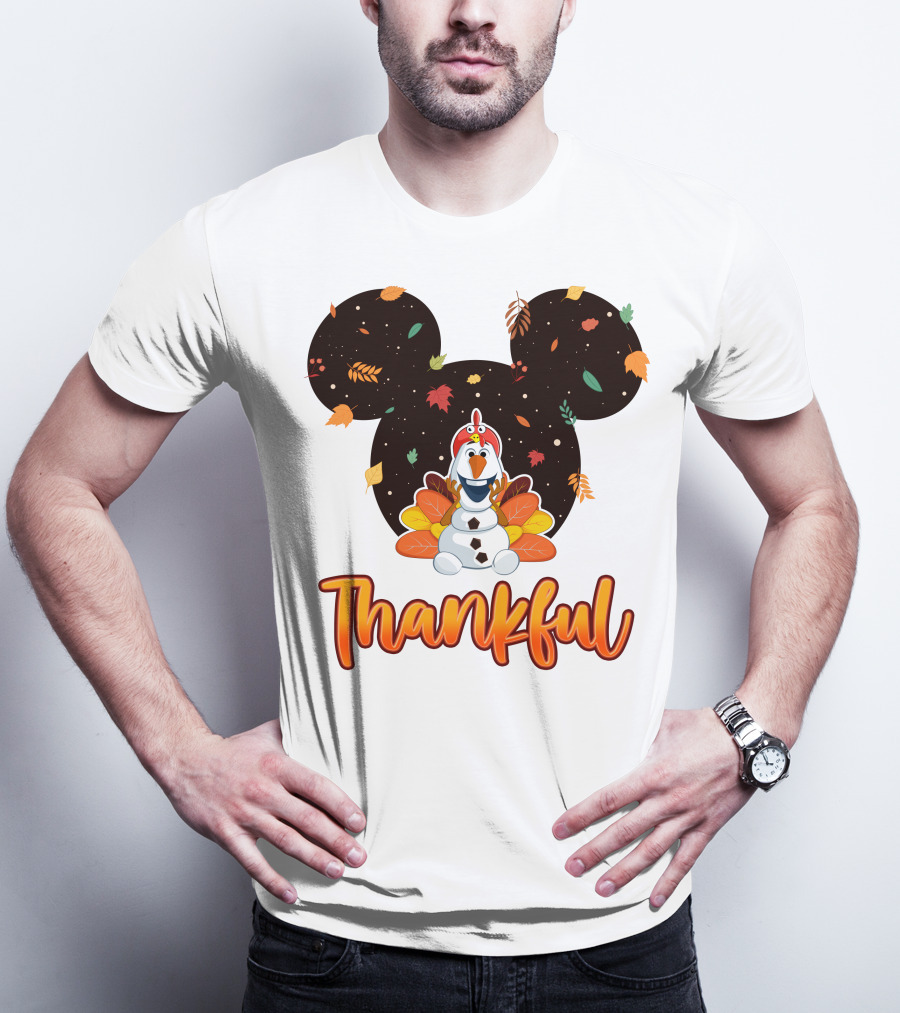 Thankful Olaf Autumn Leaves Mickey Ears T-Shirt