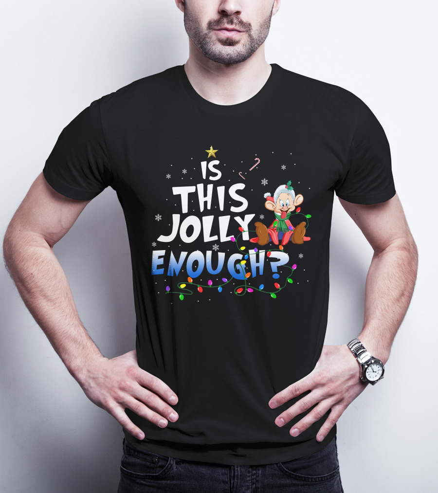 Is This Jolly Enough Dopey Christmas Lights Candy Cane Snowflakes T-Shirt