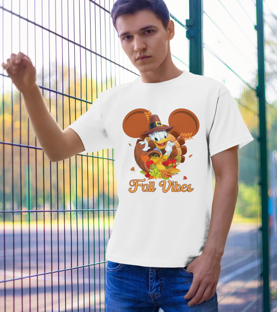Fall Vibes Daisy Duck Cornucopia Thanksgiving T-Shirt
