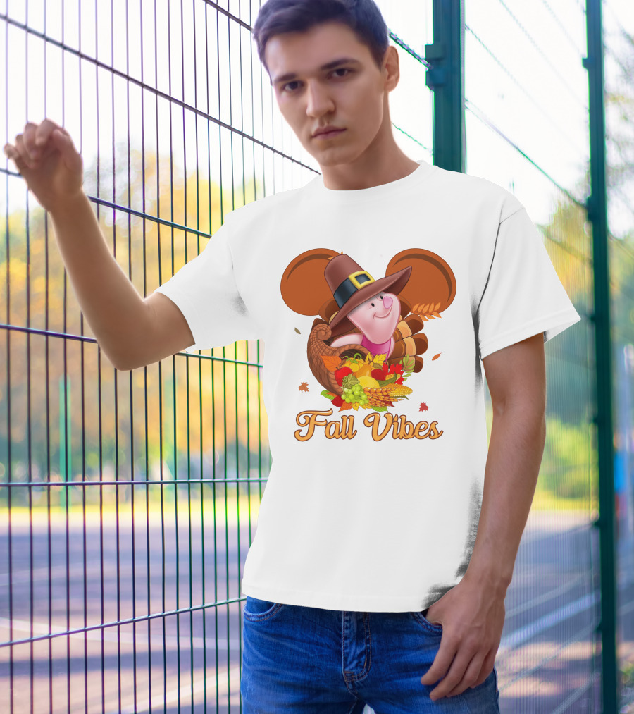 Piglet Fall Vibes Thanksgiving Cornucopia Disney Inspired T-Shirt