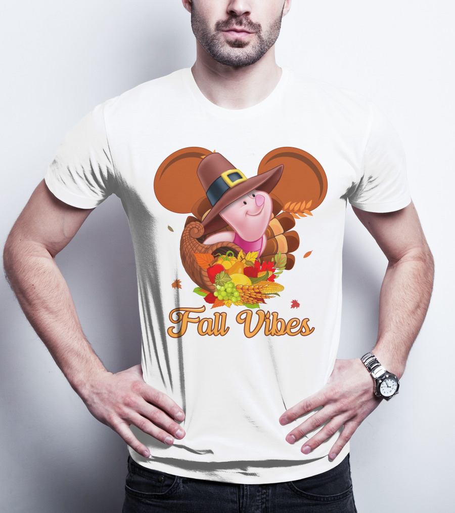 Piglet Fall Vibes Thanksgiving Cornucopia Disney Inspired T-Shirt