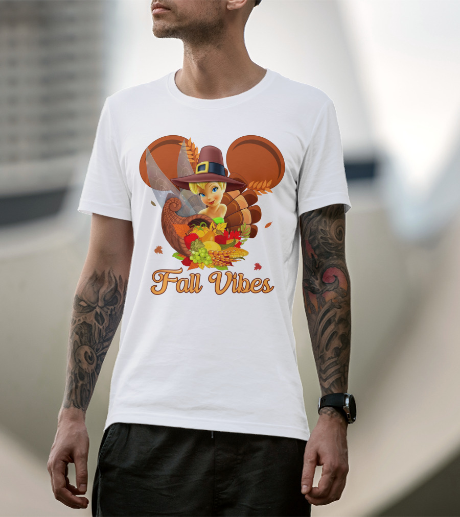 Tinkerbell Fall Vibes Cornucopia Thanksgiving Disney T-Shirt