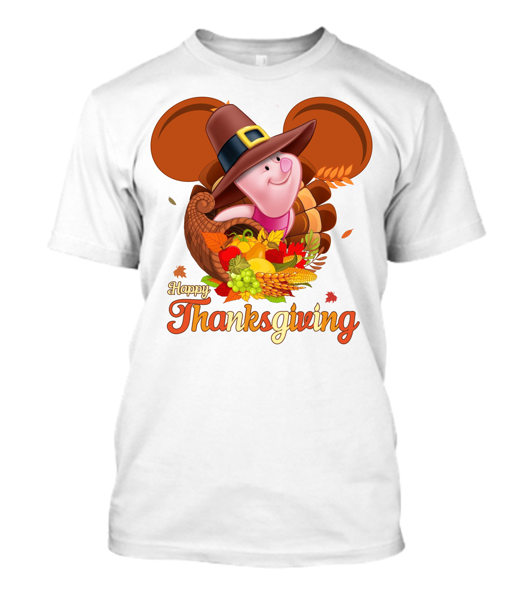 Happy Thanksgiving Piglet Cornucopia Celebration T-Shirt