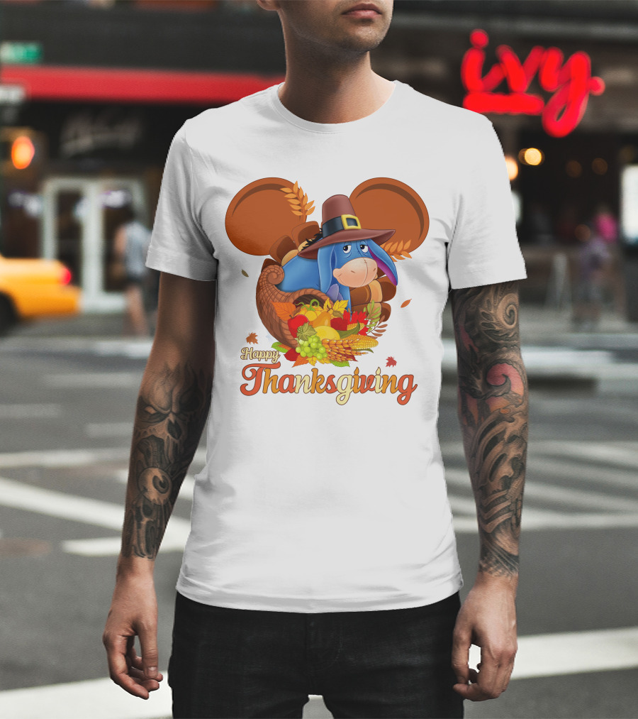 Happy Thanksgiving Eeyore Cornucopia Holiday Celebration T-Shirt