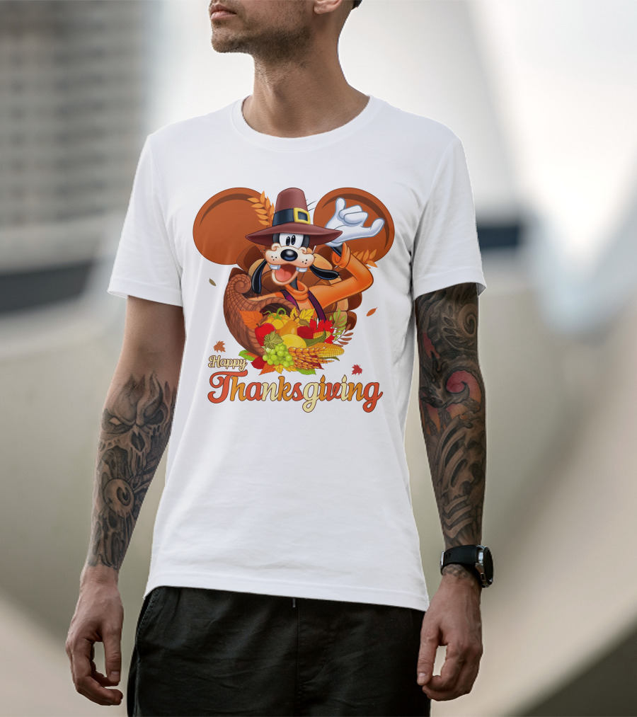 Goofy Happy Thanksgiving Cornucopia Celebration T-Shirt