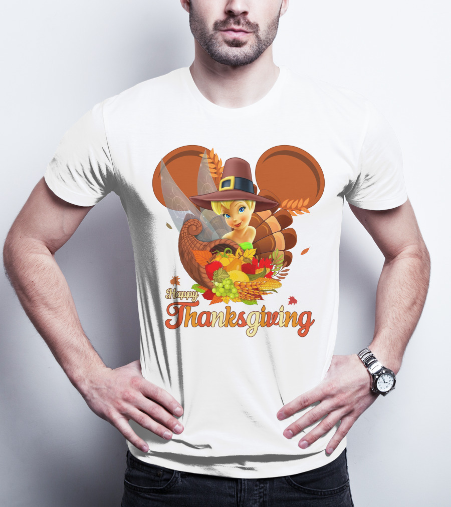 Happy Thanksgiving Tinker Bell Cornucopia Hat T-Shirt