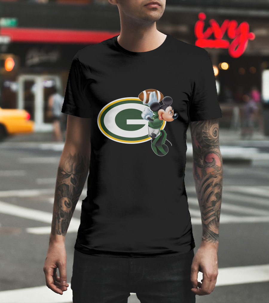 Mickey Mouse Green Bay Packers Football T-Shirt