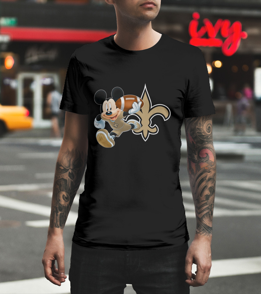 Mickey Nos New Orleans Saints Football Fleur-De-Lis T-Shirt