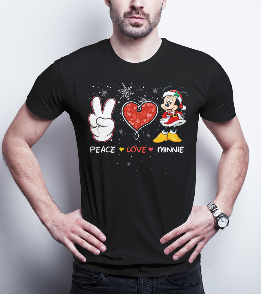 Peace Love Minnie Christmas Holiday Theme T-Shirt