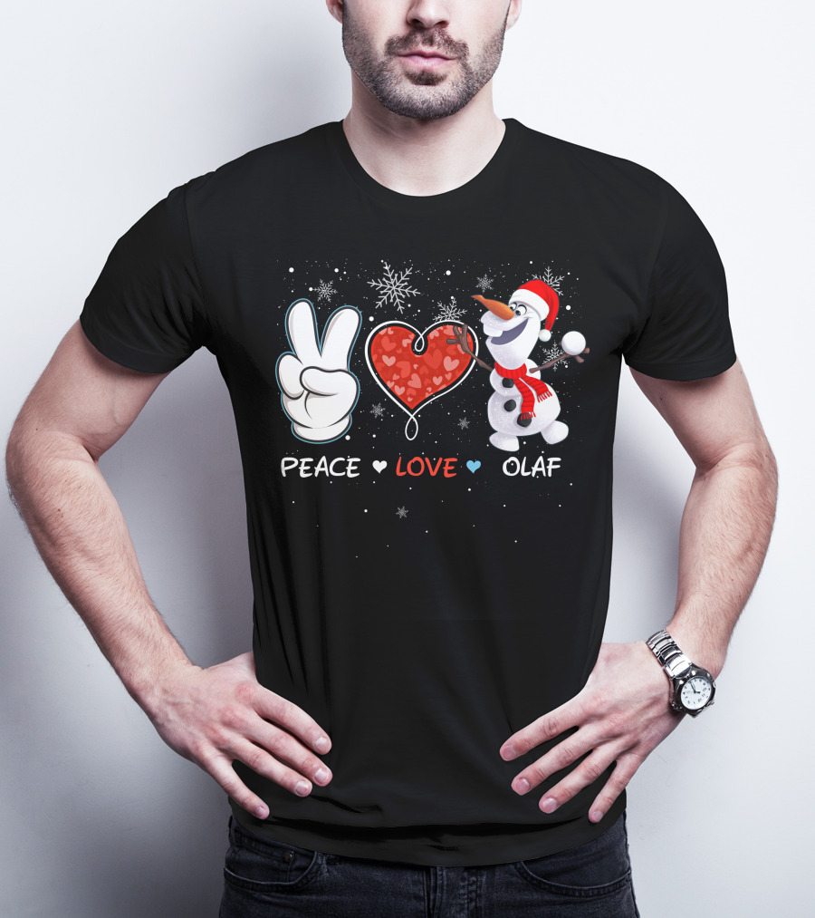 Peace Love Olaf Snowman Winter Holiday Theme T-Shirt
