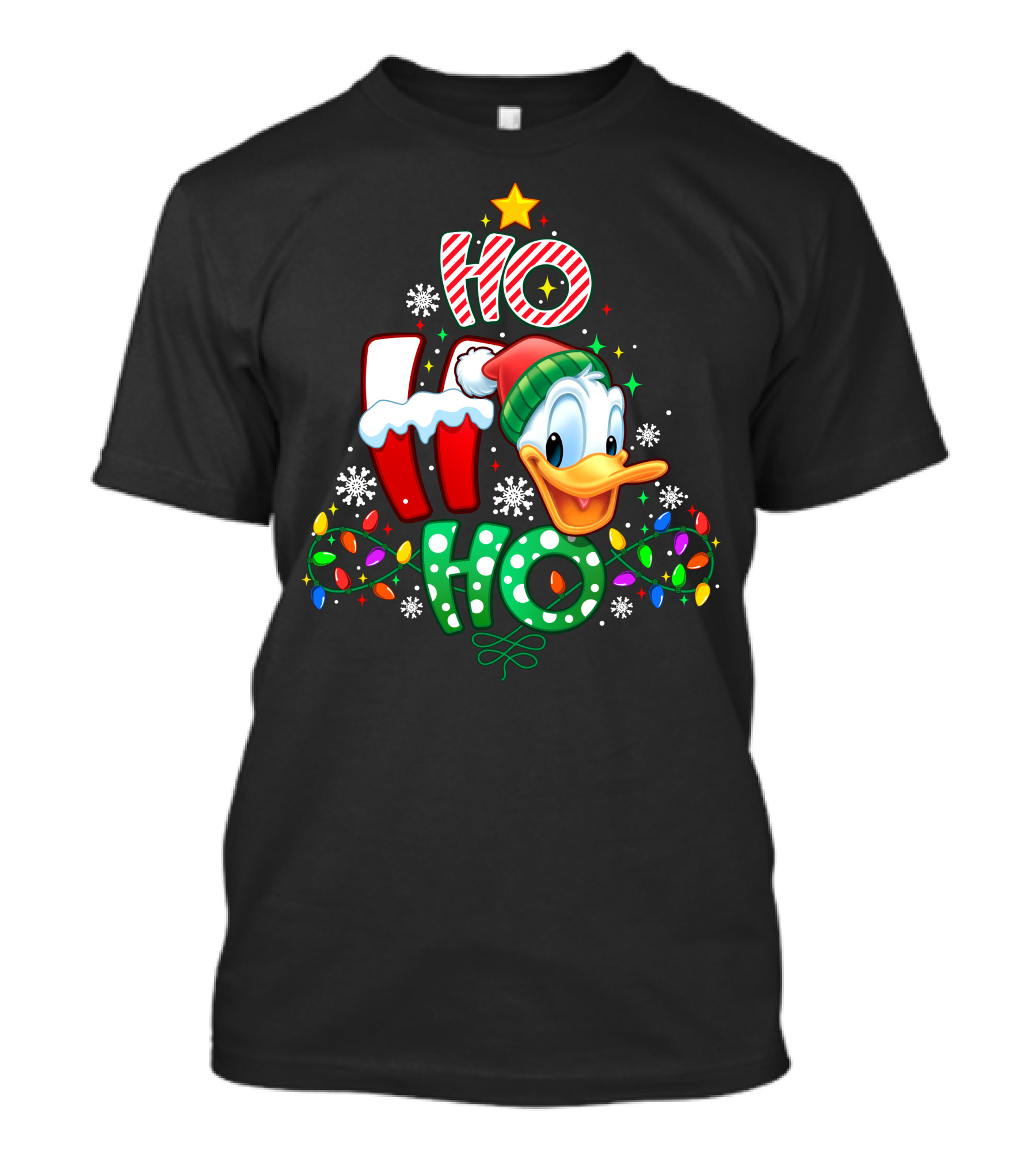 Ho Ho Ho Donald Christmas Lights Snowflakes Star T-Shirt