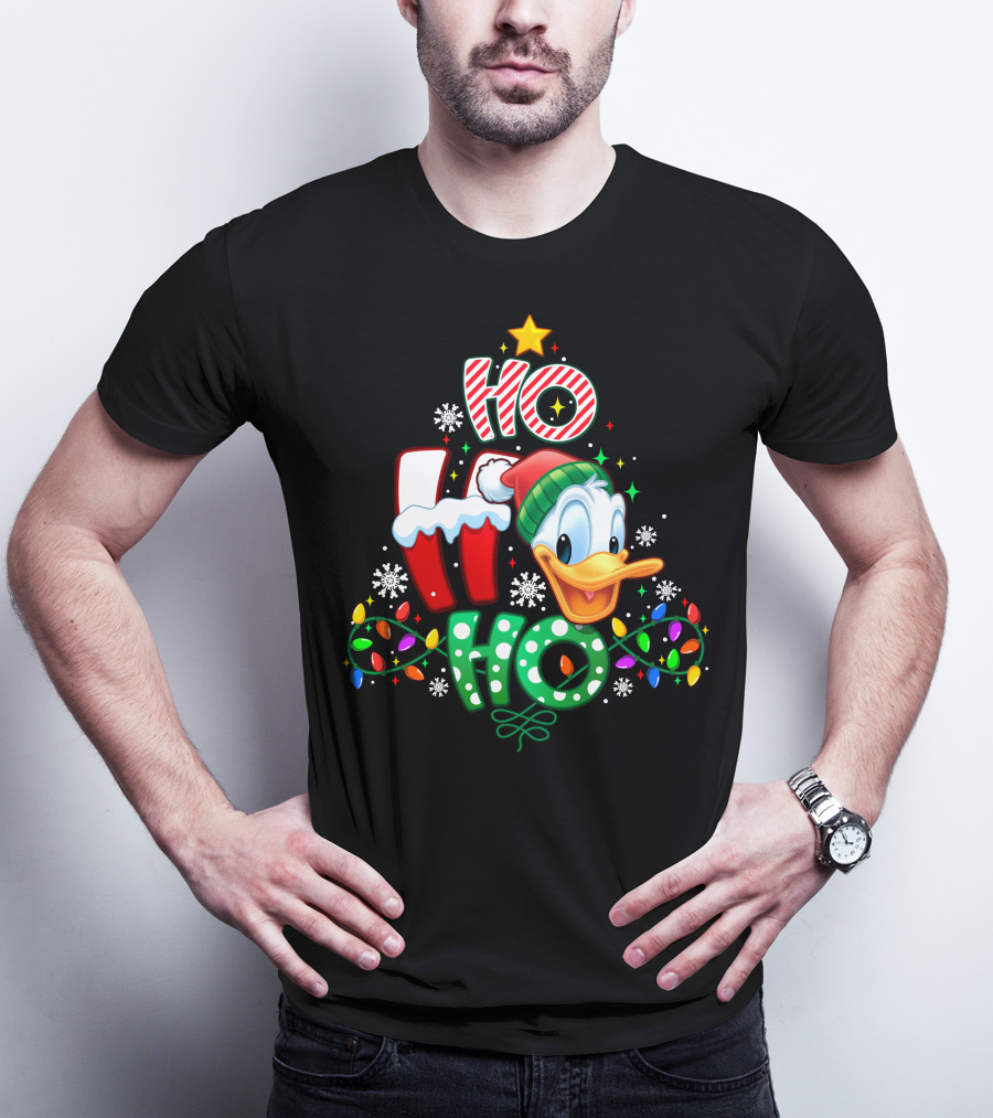 Ho Ho Ho Donald Christmas Lights Snowflakes Star T-Shirt