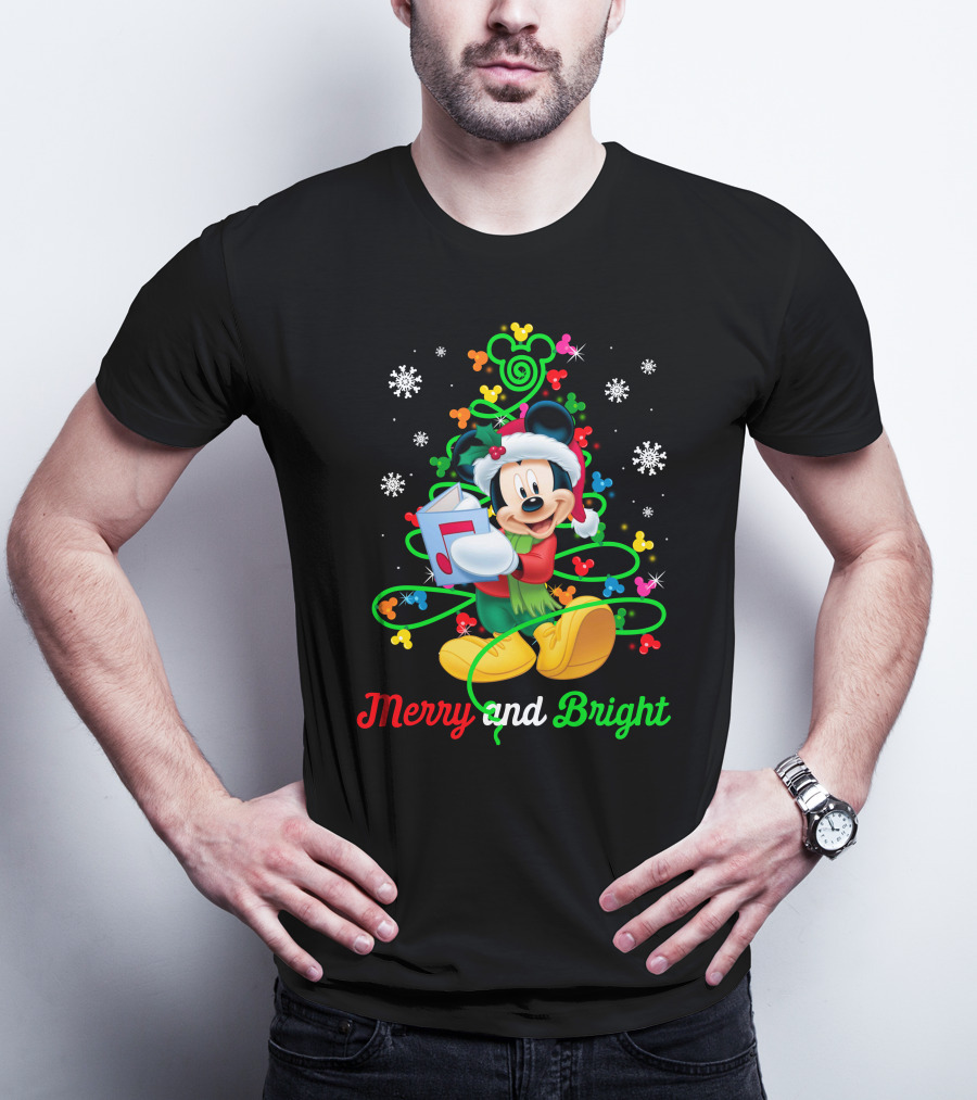 Mickey Mouse Merry And Bright Christmas Holiday Magic T-Shirt