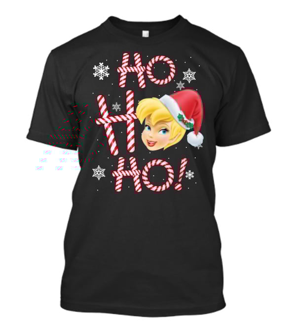 Ho Ho Ho Tinkerbell Christmas Candy Cane Snowflakes T-Shirt