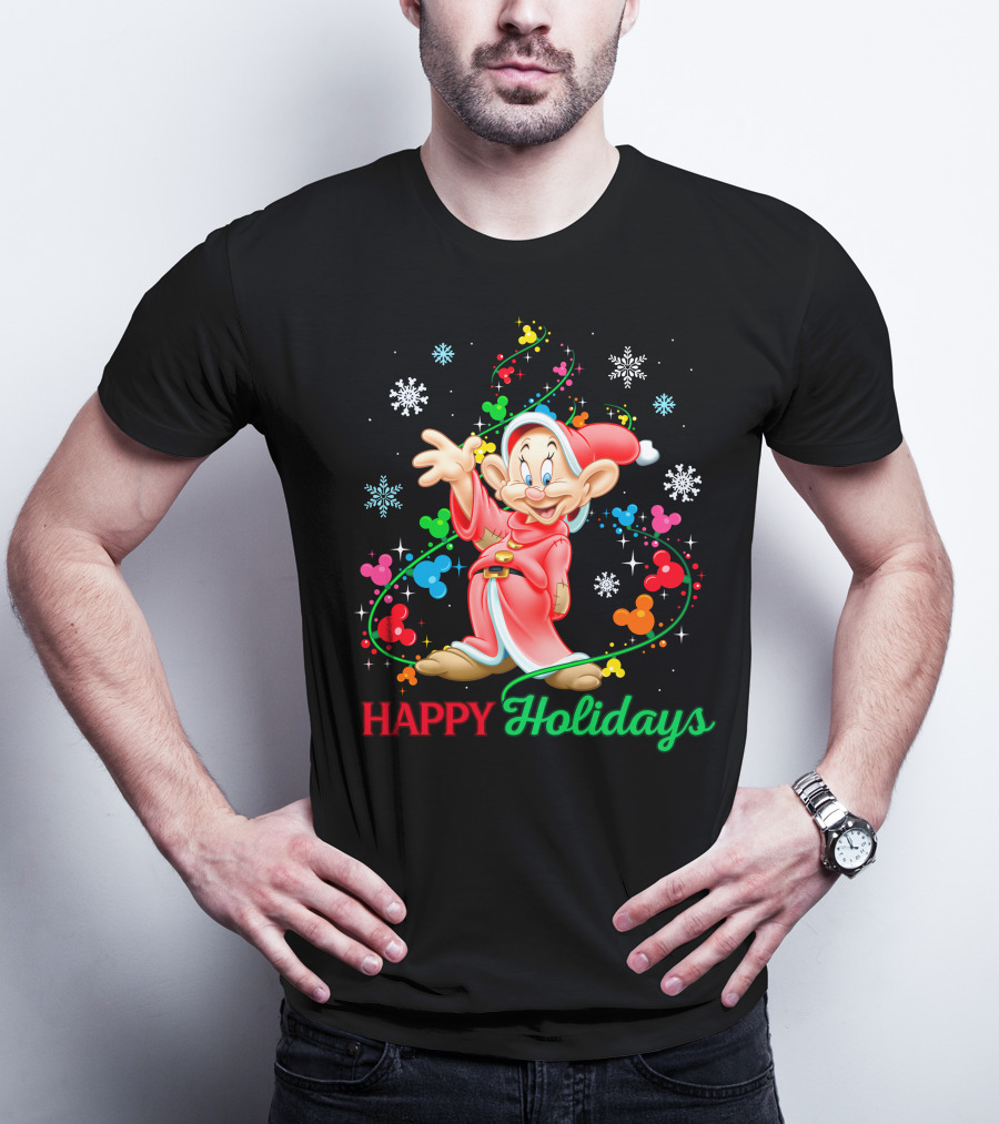 Happy Holidays Dopey Disney Snow White Christmas Magic T-Shirt