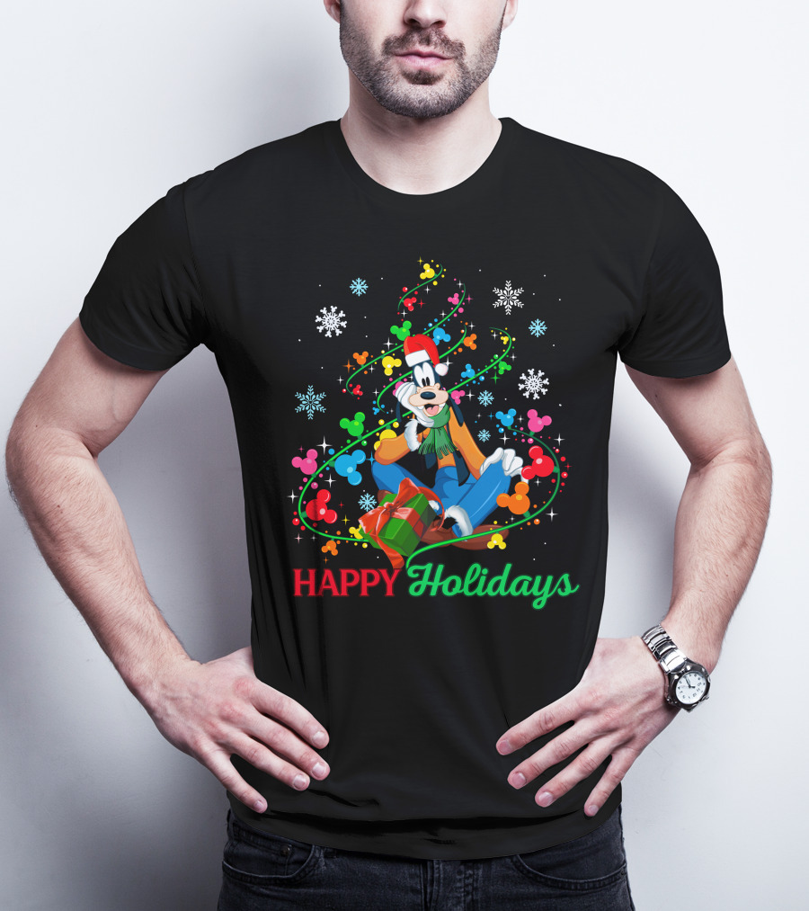 Happy Holidays Goofy Christmas Tree And Presents T-Shirt