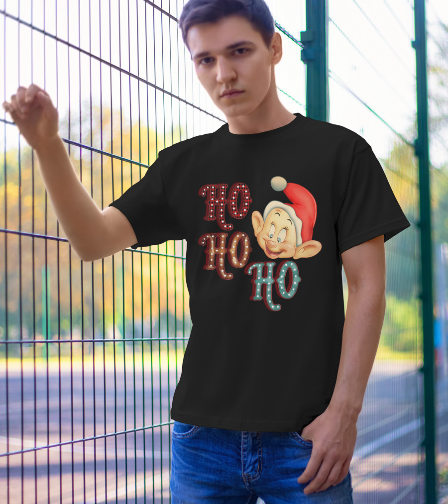 Ho Ho Ho Dopey Santa Hat Christmas Theme T-Shirt